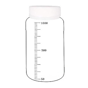 10Pcs 33.82oz/1000ml Plastic Bottles, Lab Cylindrical Chemical Reagent Bottle, Wide Mouth Laboratory Reagent Polyethylene Bottle Sample Sealing Liquid Storage Container for Food Store Translucent