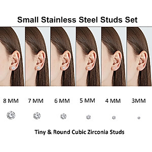 Stud Earrings Set LUCKYPADS 12 Pairs Stud Earrings for Women Hypoallergenic Stainless Steel Stud Earrings Pack Men Earrings Stud with Cubic Zirconia