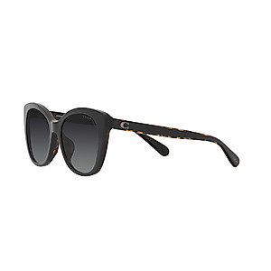 Coach HC8365U Universal Fit Sunglasses, Black/Dark Tortoise/Grey Gradient Polarized, 55 mm