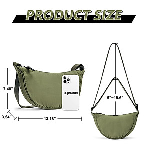 WESTBRONCO Crescent Bag Crossbody Bags for Women Trendy Small Nylon Fanny Pack Sling Hobo Bag Soft Casual, Green