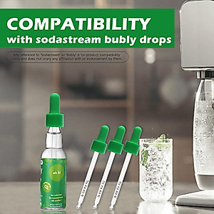3Pcs for Bubly Drops Glass Dropper Pipettes Compatible with Bubbly Drops Sodastream Flavors for Sodastream Bottle Accessories Suit for Bubly Sodastream Drops Soda Stream Flavors-Green