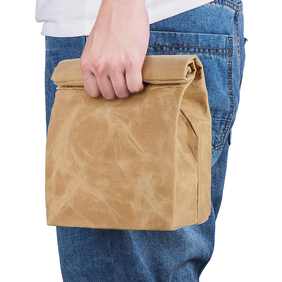 RUNHENG Canvas Lunch Bag, Waterproof Lunch Box with 2 Magnetic Buckles,Insulated Bag – Reusable Waterproof Tear, Leak Resistant, Spill Proof Thermal Cooler Lunch Box