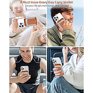 ExtreLife For Magsafe Wallet, Strong Magnetic Wallet for iPhone 15/14/13/12 Series, Magnetic Card Holder Wallet for iPhone Wallet Magsafe with 2 Card Slots, Vegan Leather, Hold 7 Cards, Slim, Brown