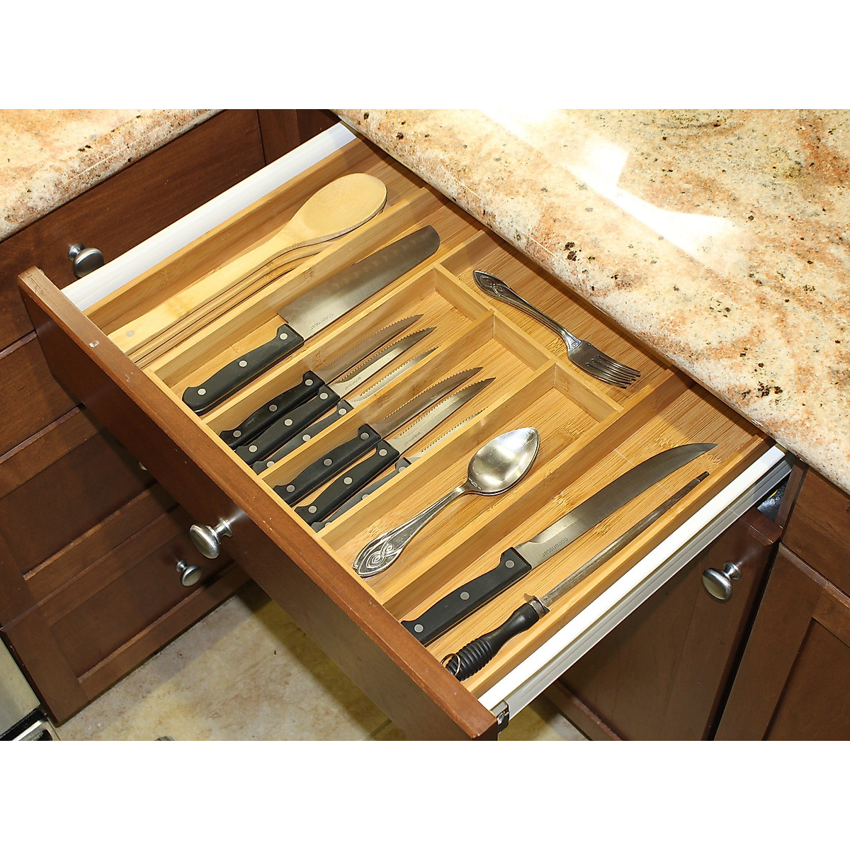 Oceanstar Bamboo Expandable Set Drawer Organizer, 18 in, Natural (KT1293)
