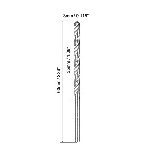 uxcell Carbide Twist Drill Bits 3mm, Metric Spiral Flutes Straight Shank Tungsten Steel Drilling Tool for Stainless Steel Alloy Metal