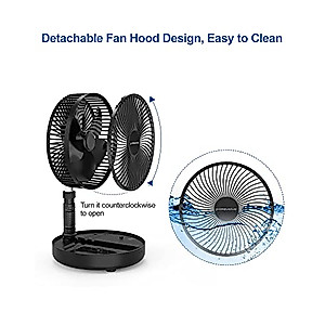 Primevolve 8.7 inch Battery Operated Fan for Bedroom with Remote, Rechargeable Portable USB Fan with Adjustable Height for Camping Tent Travel Black