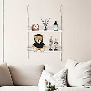 Sumerflos Acrylic Hanging Floating Shelves, 2Tier Clear Indoor Wall Window Storage Rack, Height Adjustable Display Floating Shelves for Home, Kitchen, Bedroom, Bathroom