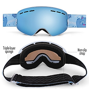 COPOZZ Ski Goggles Kids, Youth Snowboard Goggles for Boys Girls Toddler Age 2-12,OTG UV400 Helmet Compatible Skiing Equipment