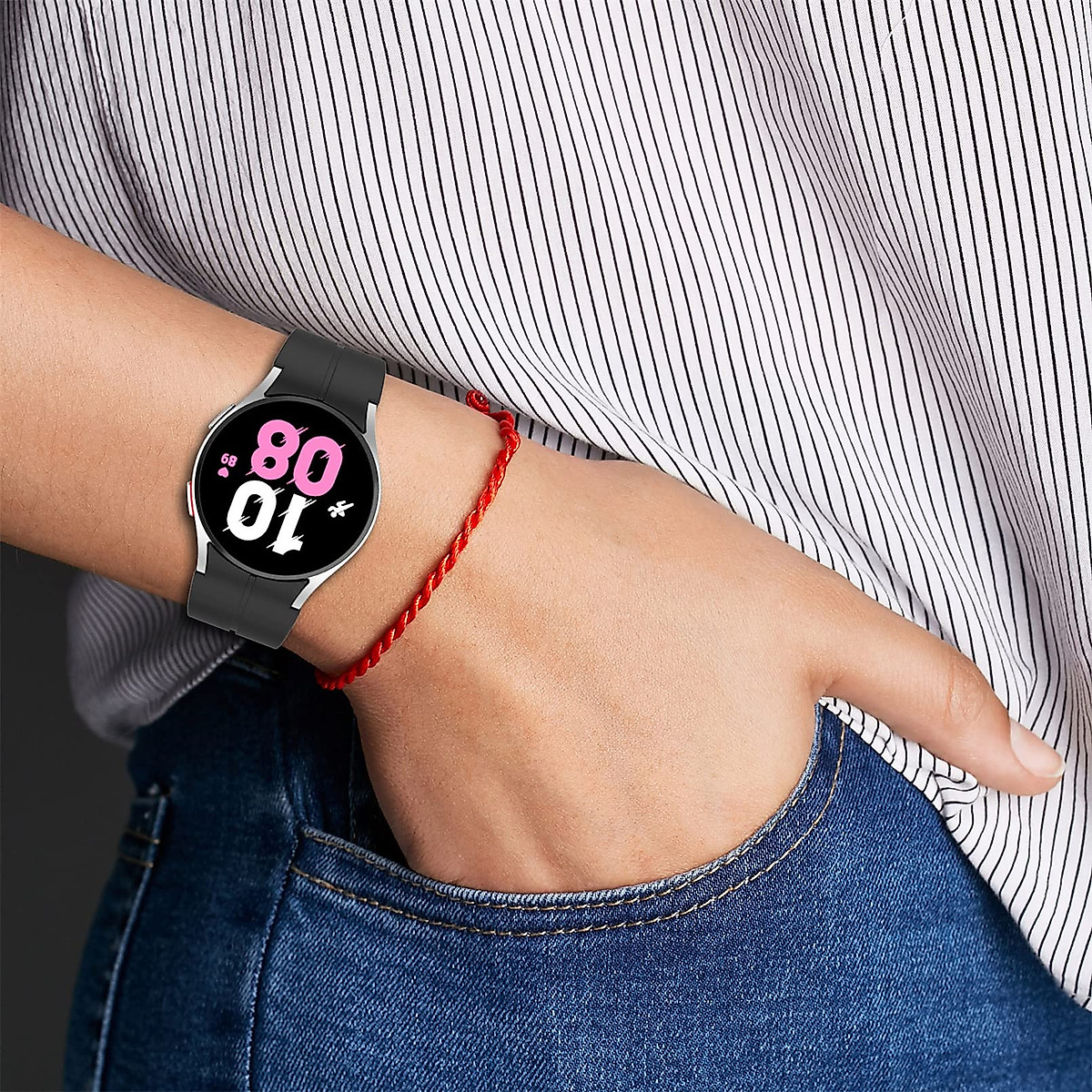 Magnetic Silicone Band for Samsung Galaxy Watch 7/6/5/4/fe Band 40mm 44mm/Watch 6 Classic 47mm 43mm/4 Classic 46mm 42mm Women/Men,for Samsung Watch 5 Pro Band 45mm,No Gap Strap Replacement Wristband