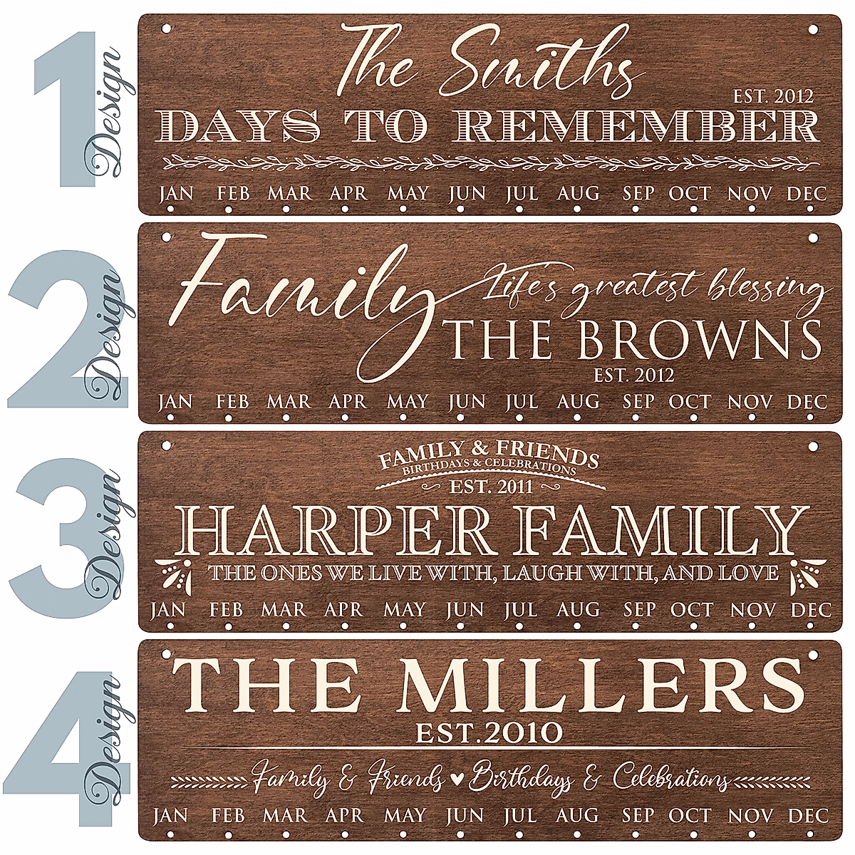Gifts for Her Mom-Grandma, Personalized Family Birthday Calendar, DIY Wooden Birthday Reminder with Family Name, Custom Event Calendar Board, Grandma Gifts, Housewarming Gifts