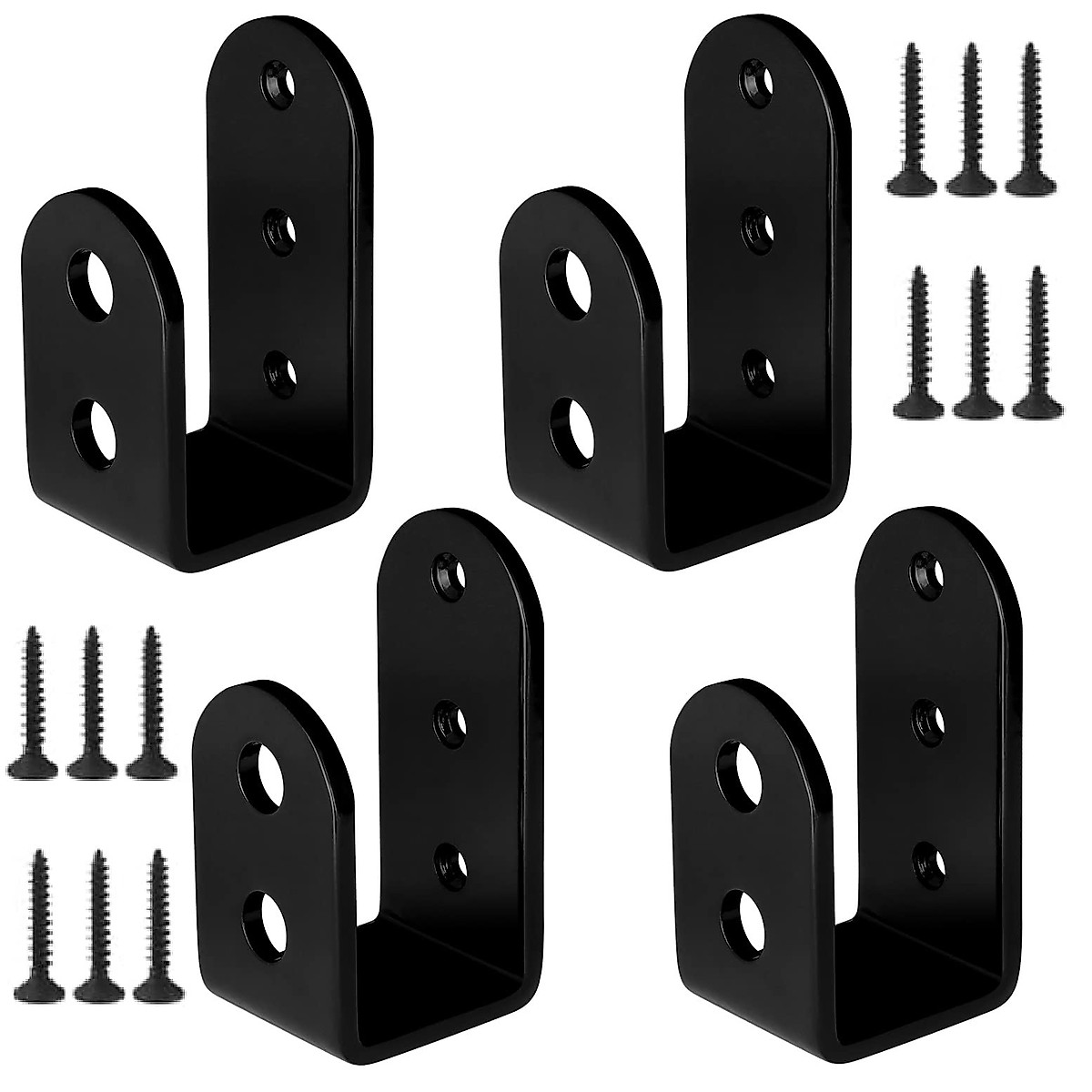 2x4 Door Barricade Bracket Heavy Duty Open Bar Security Holder Bracket Security Bar Door Stopper Fits 2x4 Boards Lumber Door Jammer and Tool Hanger for Your Home Barn Shed Garage Gate (Black-Set4-M2)