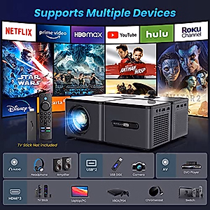 Projector with WiFi and Bluetooth, 5G Mini 1080P/ 4K Support Outdoor Movie Projector, 680 ANSI Ricilar Portable Home Theater Video Projector Compatible with Phone/TV Stick/USB (Screen not Included)