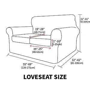 MAXIJIN 3 Piece Jacquard Couch Covers for 2 Cushion Couch Stretch Non Slip Love Seat Couch Cover for Dogs Pet Friendly Elastic Furniture Protector Loveseat Slipcovers (Loveseat, Light Gray)