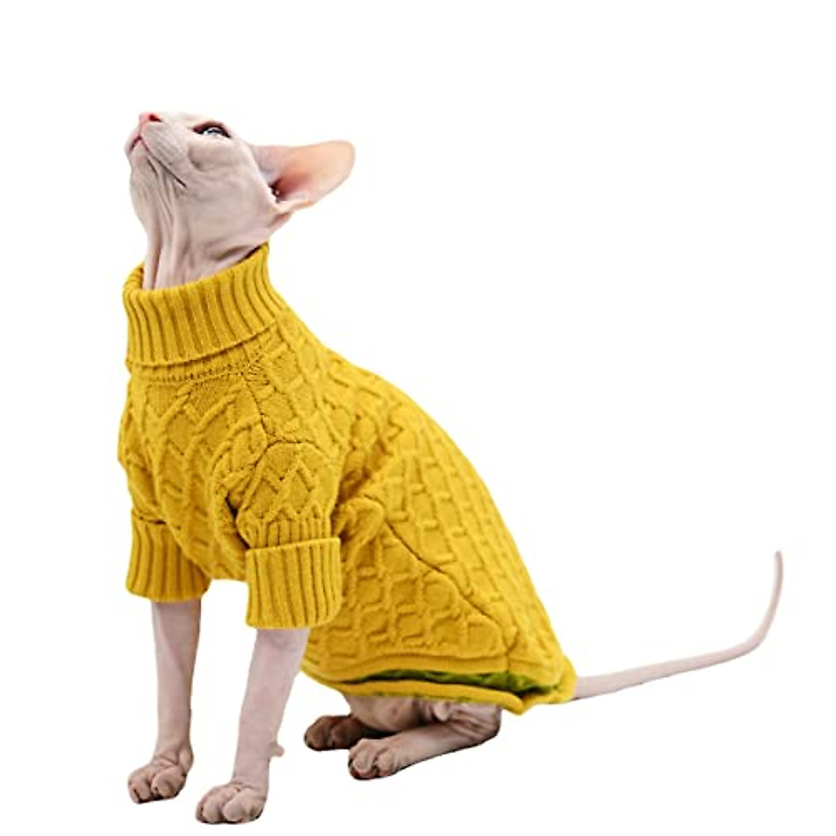 Sphynx Cat Clothes Knitted Soft High-end Fashion High-Neck Thickened Warm Winter Hairless Cat Clothes Devon Cornish Cat Clothes (XX-Large)