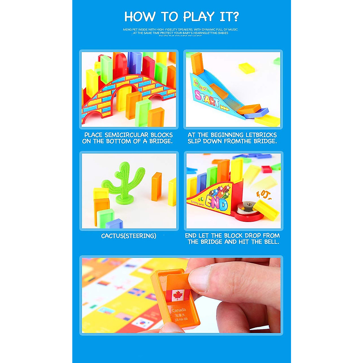 Wellin 260 pcs Blocks Domino Train Toy with Bridge Set Mega Pack Domino Game for 3-12 Years Old Boys Building Blocks Stacking Tile Games (260 pcs Domino Train with Bridge Set)