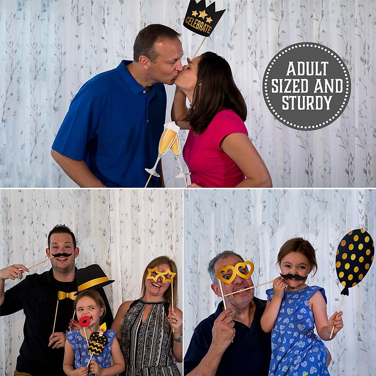 50th Birthday Photo Booth Props – Fabulous Fifty Party Decoration Supplies for Him &Her, Funny Fiftieth Bday Photobooth Backdrop Signs for Men and Women, Black and Gold Décor Ideas – 34 Pieces