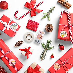 Outus 1000 Pieces Handmade with Love Stickers 1 Inch Foil Homemade Baking with Love Sticker for Baking Store, Wedding, Party and Small Business Present Labels