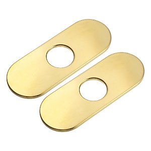 uxcell 2pcs 6 Inch Hole Cover Deck Plate Escutcheon, Stainless Steel Sink Cover Plate for Bathroom or Kitchen Sink Faucet, Oval Brushed Gold