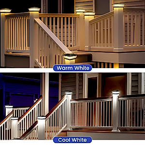 APONUO Deck Post Lights Solar Powered,6x6 Post Cap Solar Light 2 Color Mode Outdoor Waterproof for Fence Post Caps 4x4,6x6 Wood&4x4 5x5 Vinyl Deck Post Caps,Black,12 Pack