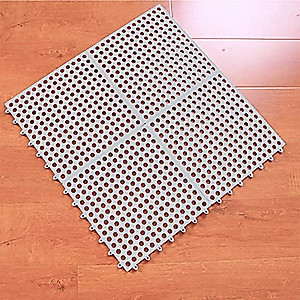 16Pack Drainage Interlocking Floor Mats, 12”x12” Non-Slip Shower Bathroom Pool Tiles for Flooring, Soft PVC Splicing Modular Cushion Mat, Vented Floor Tile for Locker Room Basement Stairs