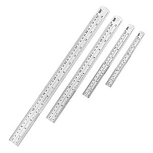 Ruler Metal Stainless Steel Ruler Straight Edge Measuring Tool Set of 4(6/8/12/16 inch)