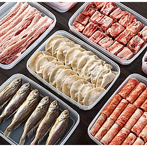 wulikanhua 2 Pack Plastic Bacon Box, Deli Meat Saver Cold Cuts Fridge Keeper, Cheese Food Storage Container with Lid for Refrigerator, Shallow Low Profile Christmas Cookie Holder