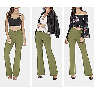 Womens Bootcut Yoga Pants Womens Tees Loose Fit Stretch Pants for Women Leggings Straight Leg Dress Pants for Women Cropped Dog Athletic Leggings for Women with Pockets Sale Clearance D-Green