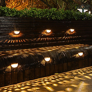 Lxcom Lighting Solar Wall Lights Solar Fence Light Solar Deck Lights Outdoor Solar Fence Post Lights Solar Powered Wall Lights Decorative Deck Light for Home Garden Lawn Backyard, 2 Pack (Warm White)