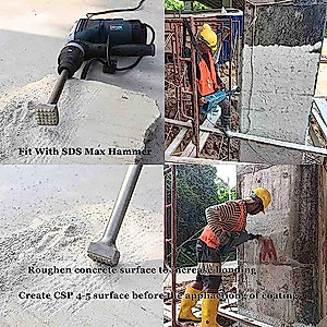 ACTINTOOL 11 3/4 In. SDS Max 25 Tips Concrete Repair Patch Prepare Bushing Tool For Concrete, 1 1/2 Inch Square Head Concrete Roughness Coating Remove Bushing Bit For Demoliton Hammer(Pack of 1)