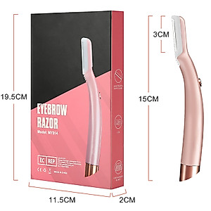 Mefor Eyebrow Razor,Eyebrow Trimmer Dermaplane Razor for Women Face,Practical Women Face Shaver Facial Razor with LED Light, 6 Replacement Heads & Pre