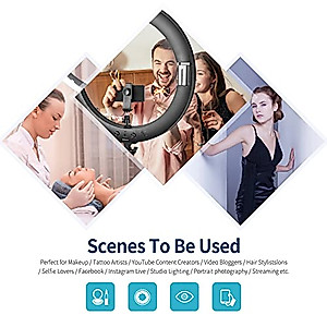 NEEWER 18" LED Ring Light Kit for Makeup YouTube TikTok Video Blogger Salon, Adjustable Color Temperature with Battery/DC Power Option, USB Battery Charger, AC Adapter, Phone Clamp and Stand