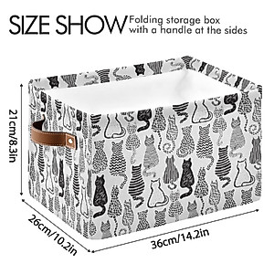 DEHOZO Storage Basket Bins, Abstract Cat Kitten Collapsible Storage Cubes Organizer with Handles, Closet Shelves Clothes Storage Box Toys Organizer for Bedroom Living Room, 1pc