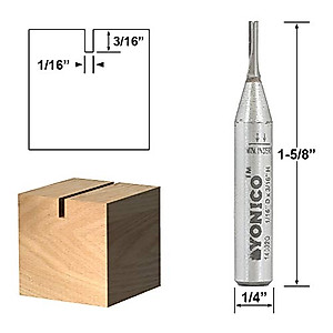 YONICO Router Bits Straight Bit Solid Carbide Insert 1/16-Inch Diameter 1/4-Inch Shank 14002q