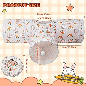 BWOGUE Bunny Tunnels & Tubes Collapsible Carrot Bunny Hideout Extra Large Small Animal Tunnel Toys for Dwarf Rabbits Bunny Guinea Pigs Kitty