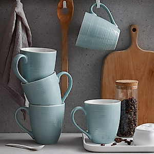 DOWAN 17 oz Large Coffee Mugs Set of 4 - Ceramic Coffee Mugs with Large Handle, Thanksgiving Christmas Coffee Cups Gift for Hot or Cold Drinks, Easy to Hold & Texture Design, White