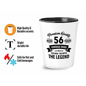 Bubble Hugs 56 Birthday Shot Glass 1.5oz - aged 56 years vintage dude - Turning 56 56th Birthday Born in 1967 Dirty Fifty Gifts Work Bestie