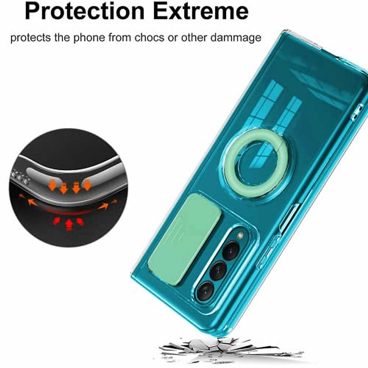 EAXER for Samsung Galaxy Z Fold 3 5G Case with Ring Holder, Slim Kickstand Shockproof Stand Clear Back Case Cover