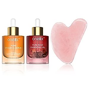 Gua Sha Massage Tools & Rose Oil & Vitamin C Serum in One Set for Facial Massage, Face Oil and Serum Gua Sha Pack, Anti Age Wrinkle and Dark Spot Face Skin Care Sets & Kits for Women