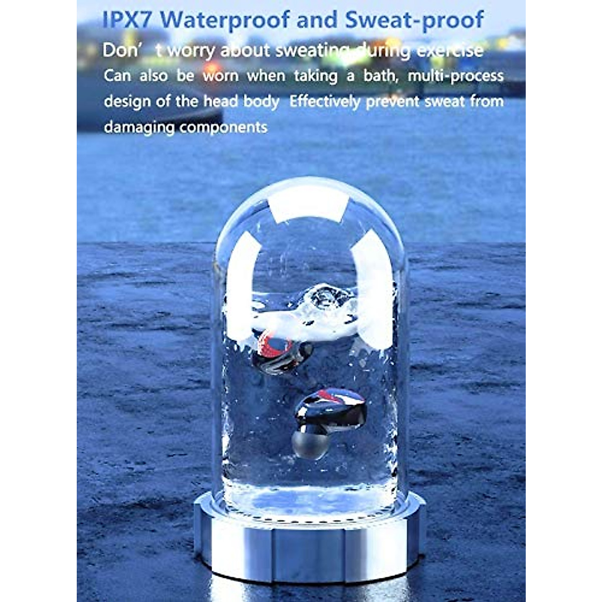 True Wireless Earbuds, BD&M Bluetooth 5.0 Earbuds in-Ear TWS Stereo Headphones with Smart LED Display Charging Case Waterproof Built-in Mic for Sports Work - Black