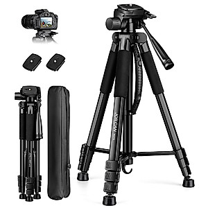 JOILCAN Camera Tripod, Heavy Duty Tripod for Camera, 67" Phone Tripod for Video Recording Photo Vlogging, Aluminum Phone Tripod with Remote & Travel Bag for DSLR Camera Phone Projectors Lasers