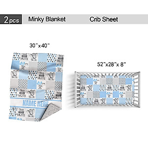 Personalized Elephant Blue Crib Bedding Set for Baby Boys, Custom Baby Girl Crib Bedding Set with Name, Nursery Bedding, 2 Piece Crib Bedding Sets, Name Crib Comforter, Crib Fitted Sheet for Baby