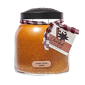 A Cheerful Giver — Honey Pear Cider - 34oz Papa Scented Candle Jar with Lid - Keepers of the Light - 155 Hours of Burn Time, Gift for Women, Orange