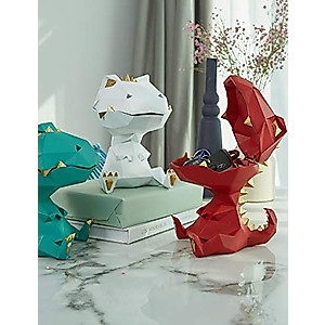 HAUCOZE Candy Dish Cookie Jar Dinosaur Gifts Sculpture Statue Decor Polyresin Figurine Green 7.1 inch