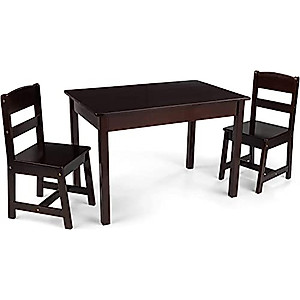 KiddKraft 897828 Wooden Rectangular Table 2 Chair Set for Kids Espresso, Gift for Kids