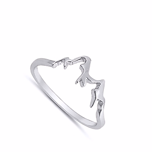 Mountain Range Snow Caps Outdoor Hiking Ring 925 Sterling Silver Band Size 9
