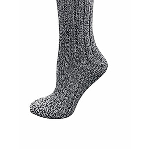 Sierra Socks Women's Thick Hiking Warm Wool Crew Socks (Black/Charcoal, Large)