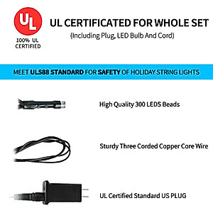 MZD8391 Color Changing Christmas String Lights Outdoor Indoor, 108FT 300 LED Warm White Multicolor Fairy Lights, END to END Connect, Waterproof Christmas Tree Lights Timer Remote