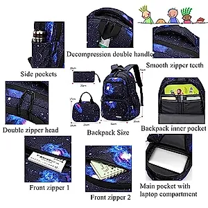 VIDOSCLA Elementary Galaxy Teens Rolling Backpack Kids Boys Luggage with Wheels Trolly BookBag for School