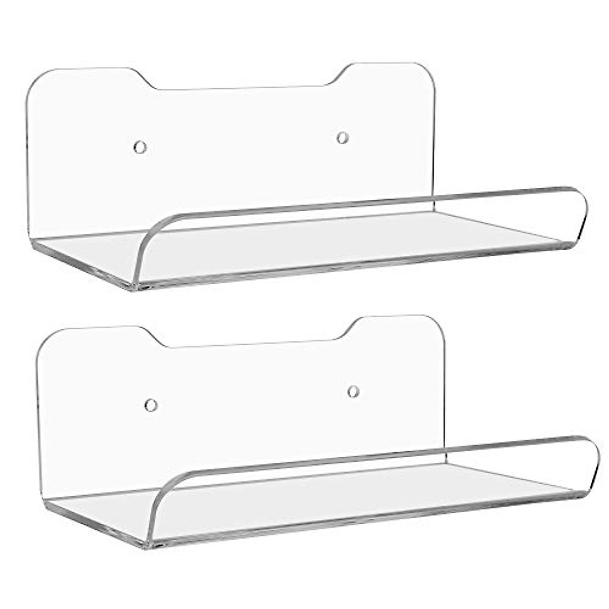 Cosmos 2 Pcs Acrylic Floating Wall Shelves Wall Mount Display Shelf Storage Shelf for Home Décor Bedroom Bookshelf Speaker Figures Display Wall Holder (Transparent Clear (2 Pcs))