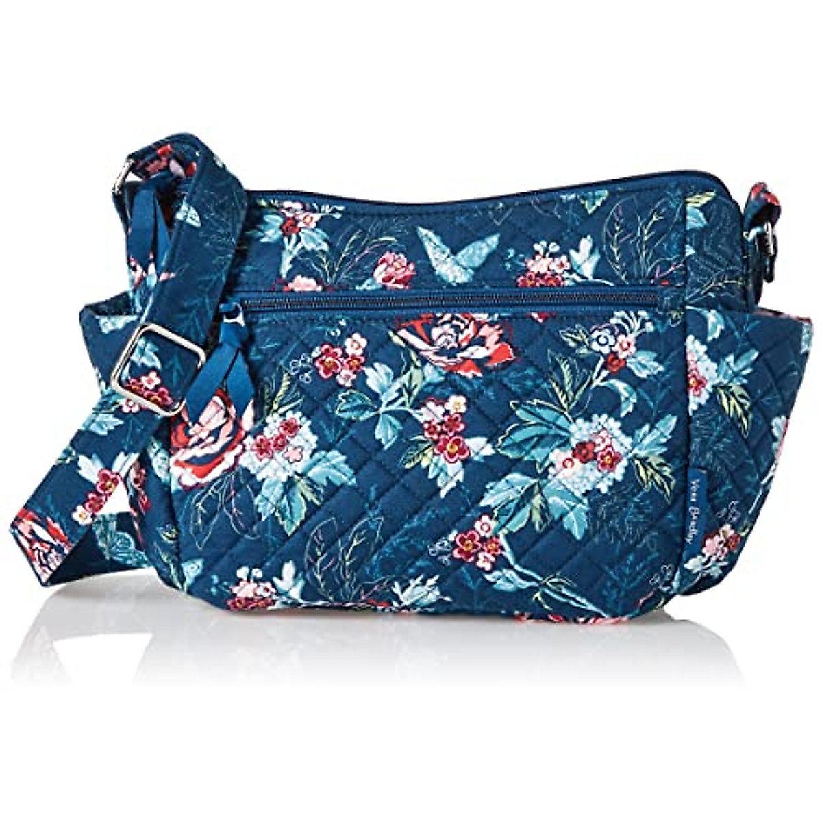 Vera Bradley Women's Cotton on the Go Crossbody Purse, Rose Toile - Recycled Cotton, One Size